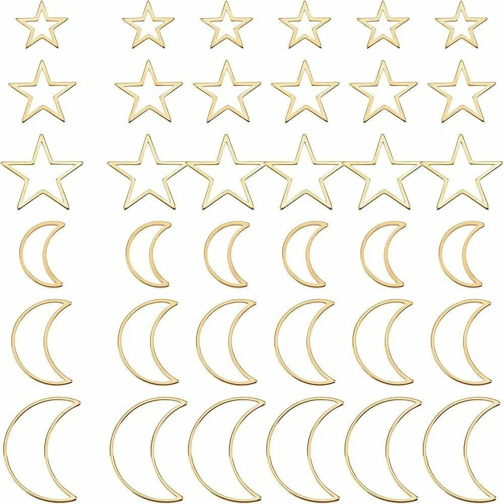 6 размеров, золотые кольца-соединители Звезда Луна , нержавеющая сталь 304, металлические соединительные звенья для ювелирных изделий