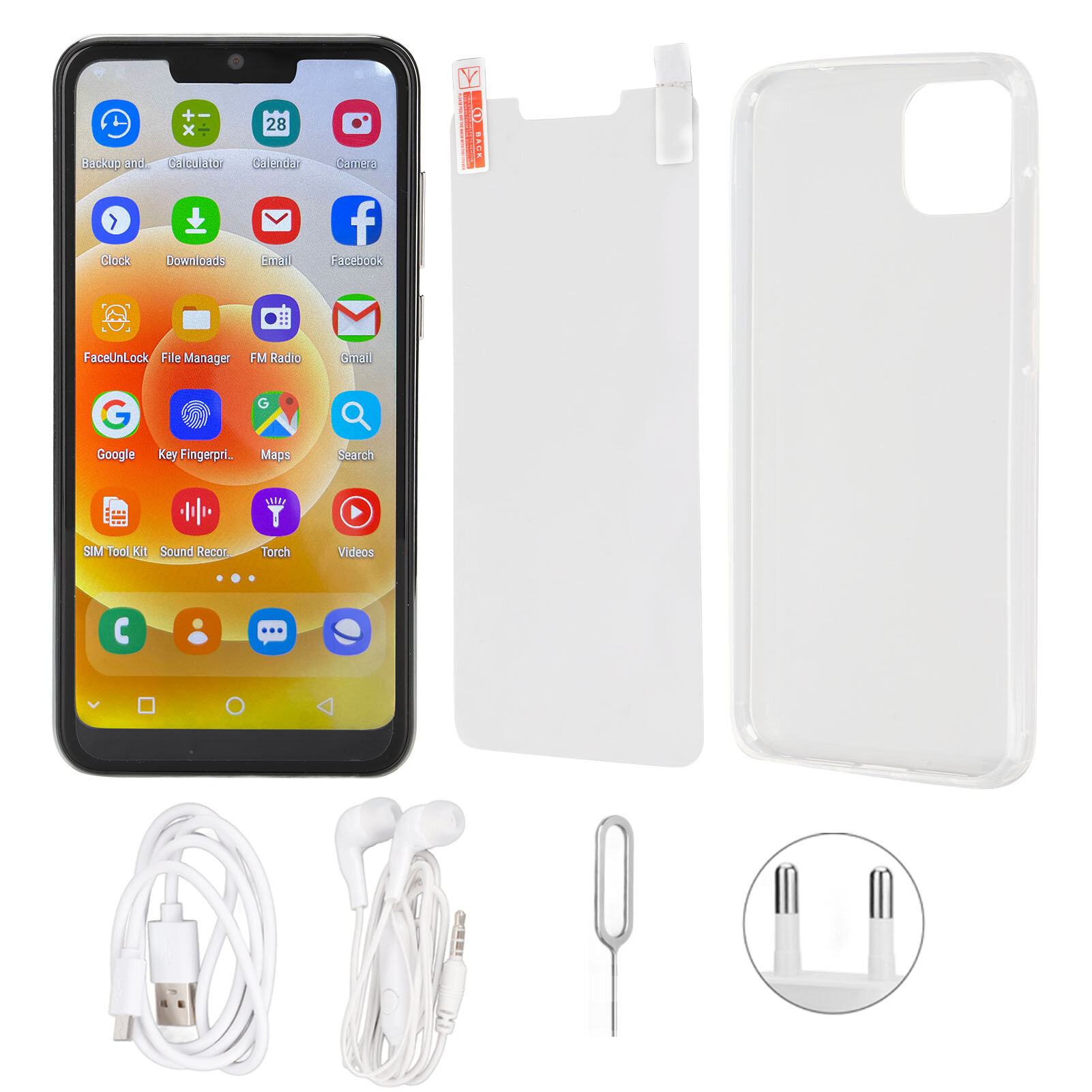 Смартфон с экраном 6,1 дюйма HD, двумя SIMкартами, 2 ГБ ОЗУ, 16 ГБ ПЗУ, Android 11, зарядка 100240В,