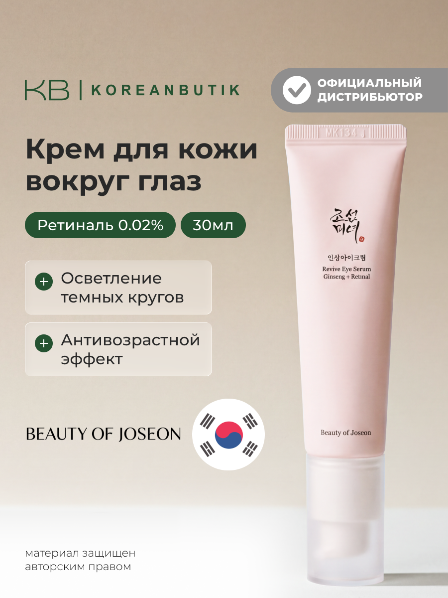 Сыворотка для кожи вокруг глаз с женьшенем и ретиналем | Beauty of Joseon Revive Eye Serum: Ginseng+Retinal 30 ml