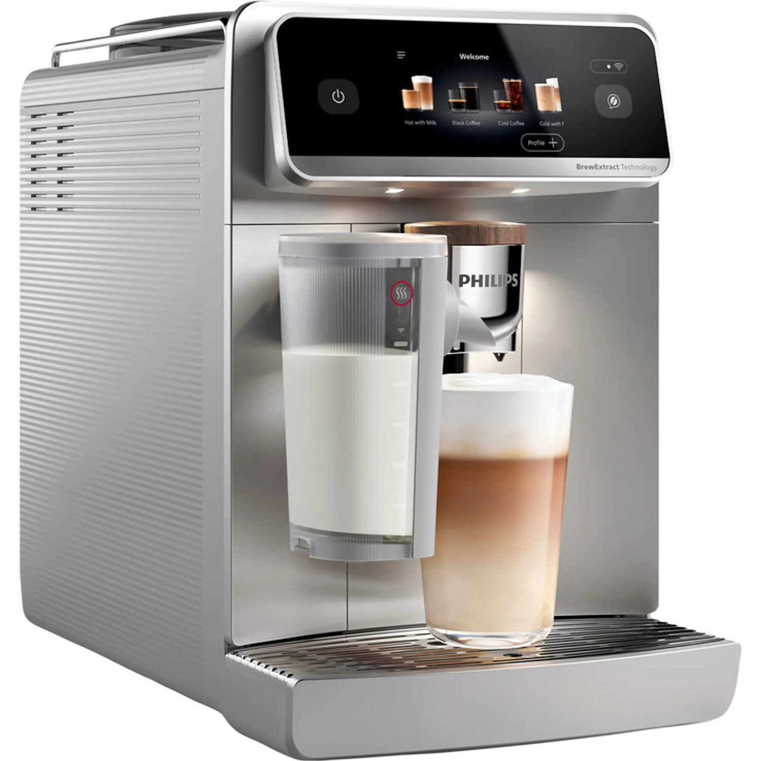Кофемашина Philips LatteGo Pro 8000 EP8757/20, 20 напитков, TFT-дисплей, керамические жернова, хромированная
