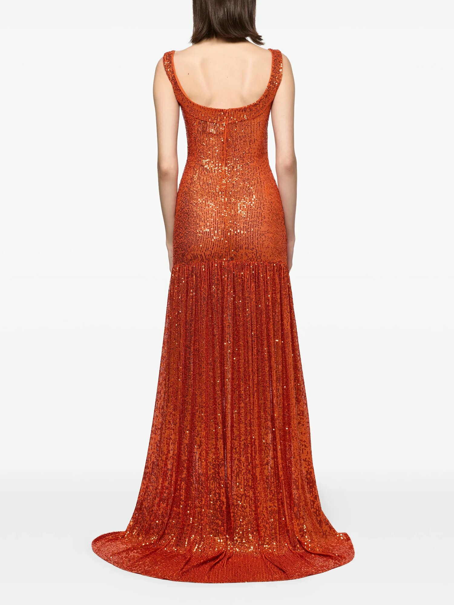Платье ATU BODY COUTURE Sequin-embellished maxi dress, размер XS, зеленый/оранжевый — фото 1