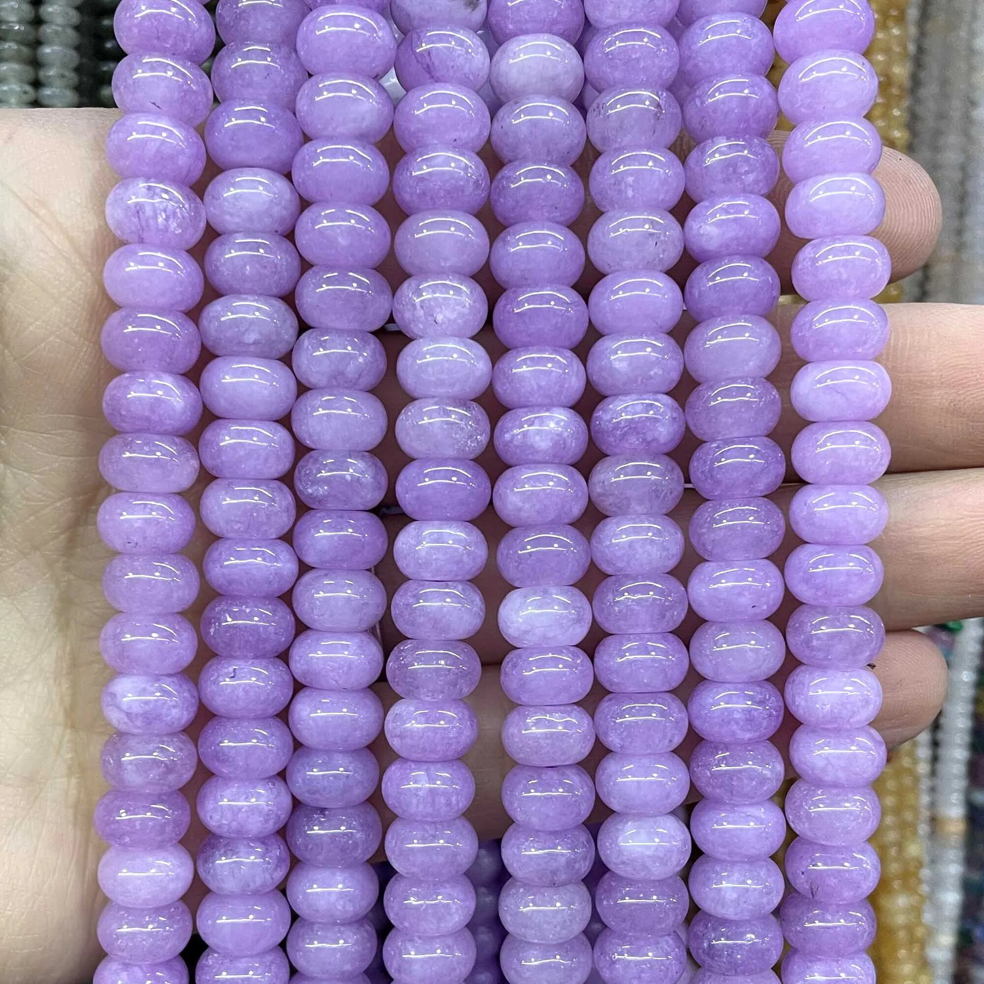 Бусины натуральные камень Рондель 5*8 мм Яшма Ангелит Нефрит Морганит SYSRXLR 4