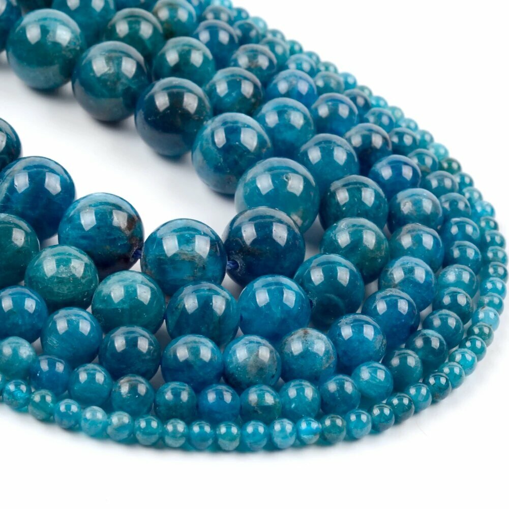 Натуральный натуральный камень апатит, круглые бусины для изготовления ювелирных изделий, браслеты ручной работы, ожерелье, аксессуары, 15 дюймов