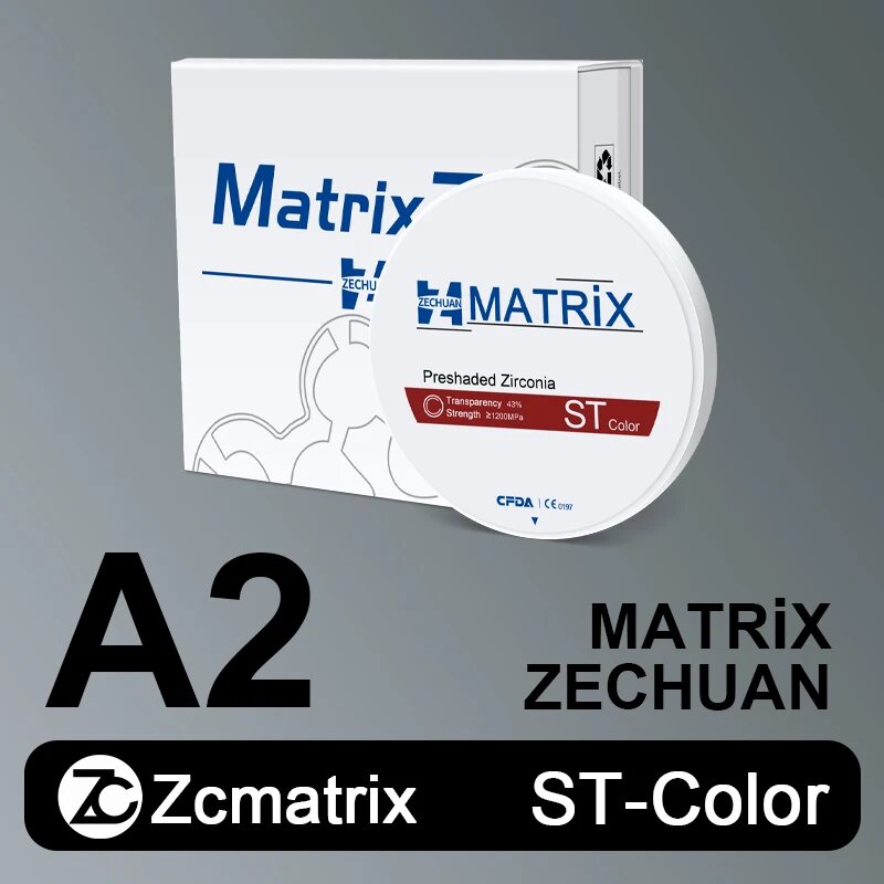 ZECHUAN Matrix Zir ST-Color предварительно окрашенные циркониевые блоки 98 мм 98x16mm, A2