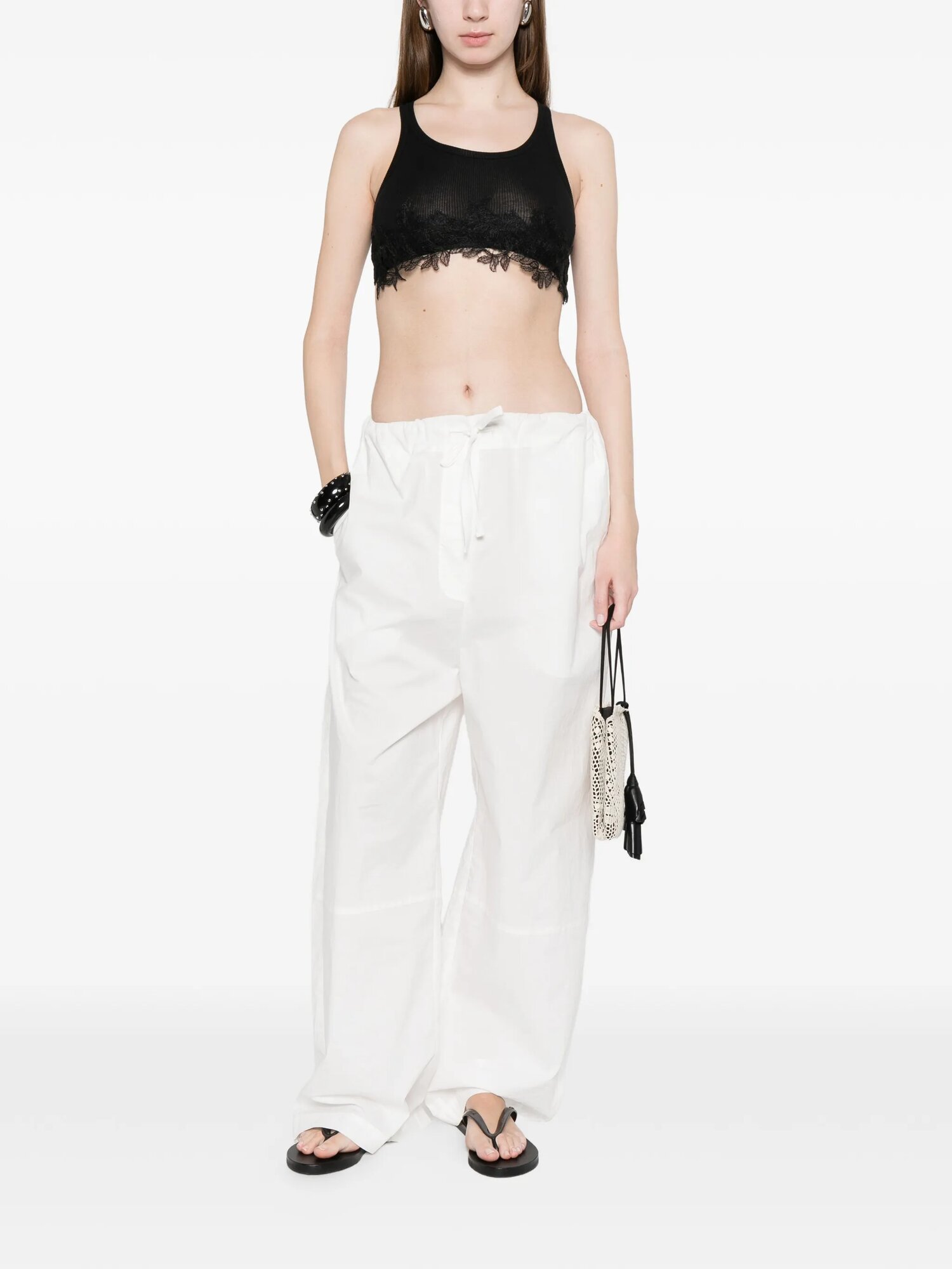 Топ Ermanno Scervino Lace cropped top, размер 40, черный — фото 1