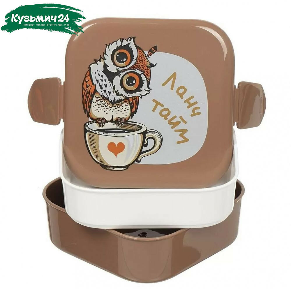 Контейнер пищевой Ideal Совы М1232, для обеда, пластиковый, 0.4 л, 85х125х130 мм