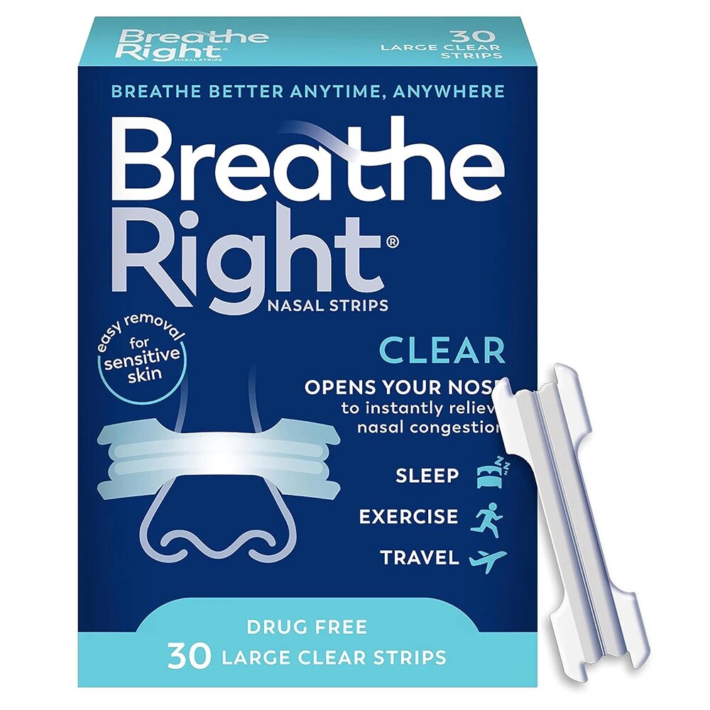 Носовые полоски Breathe Right Extra Strength против храпа Tasteless-30PCS
