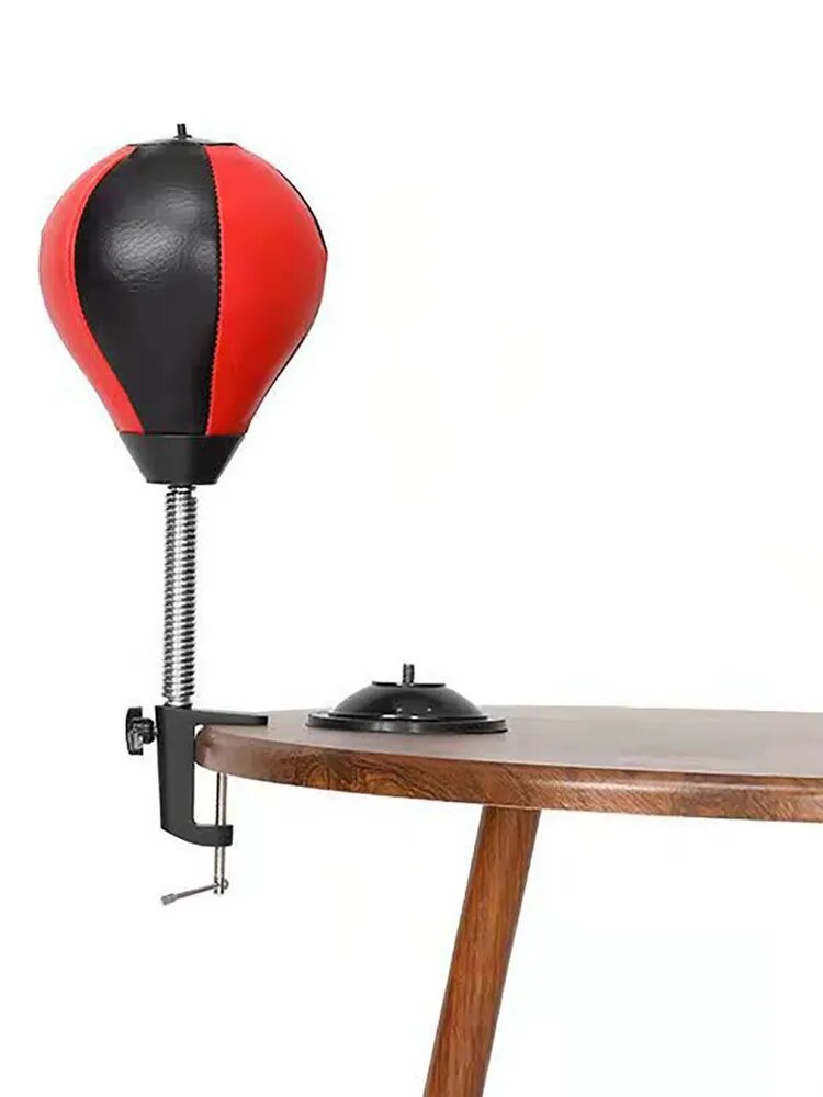 Настольная боксерская груша для снятия стресса, для улучшения рефлексов, кожа, черный/красный