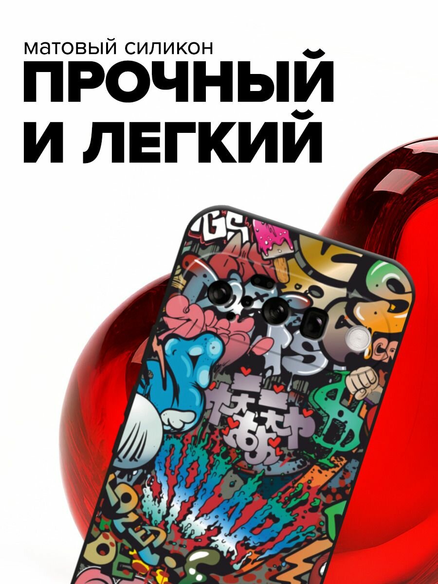 Черный матовый чехол на Google Pixel 10 / Гугл Пиксель 10 с принтом Граффити надписи — фото 1