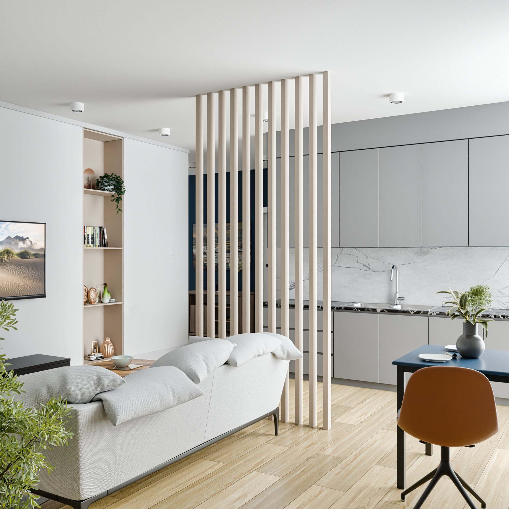 Перегородка из реек для зонирования пространства 1218 мм, Кашемир