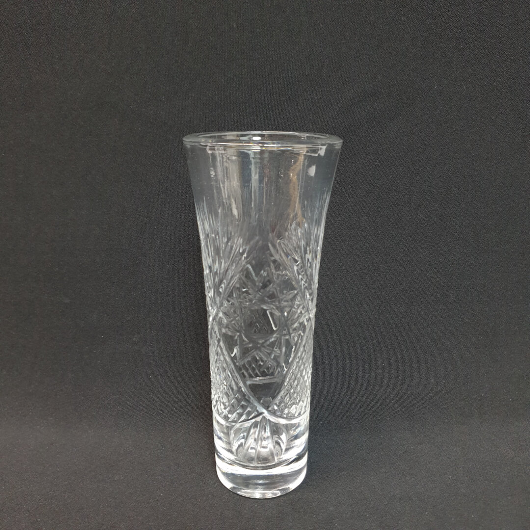 Винтажная ваза для цветов 19,5 см, хрусталь, СССР.