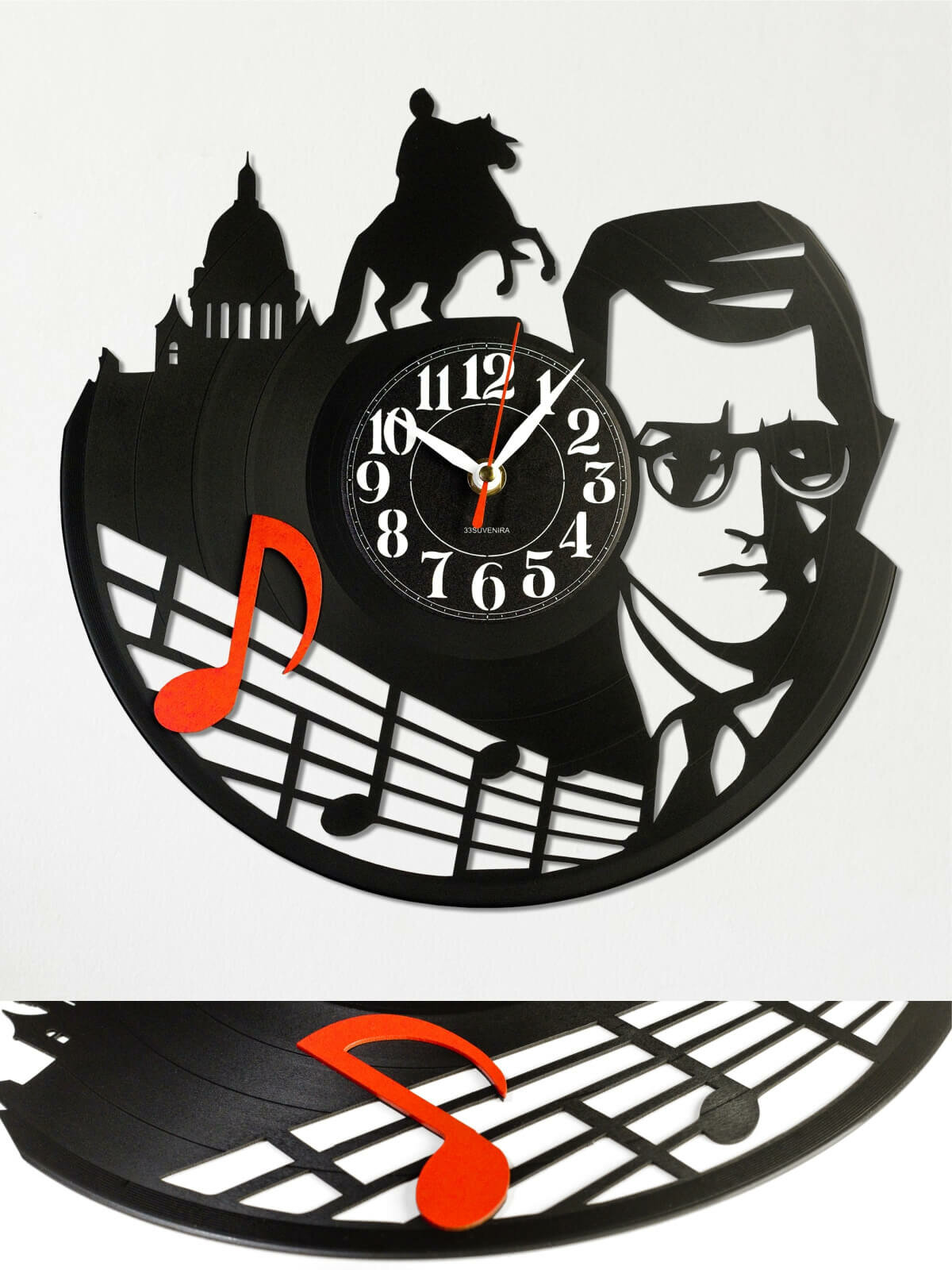 Часы настенные "Шостакович", виниловая пластинка, матовая поверхность, 30 см