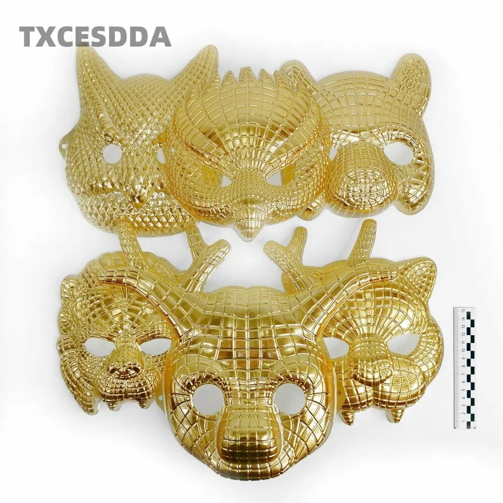 Маска-Игра в кальмара Золотая. Набор 6 штук (Тигр, Лев, Медведь, Сова, Сокол, Олень) 0-0444141