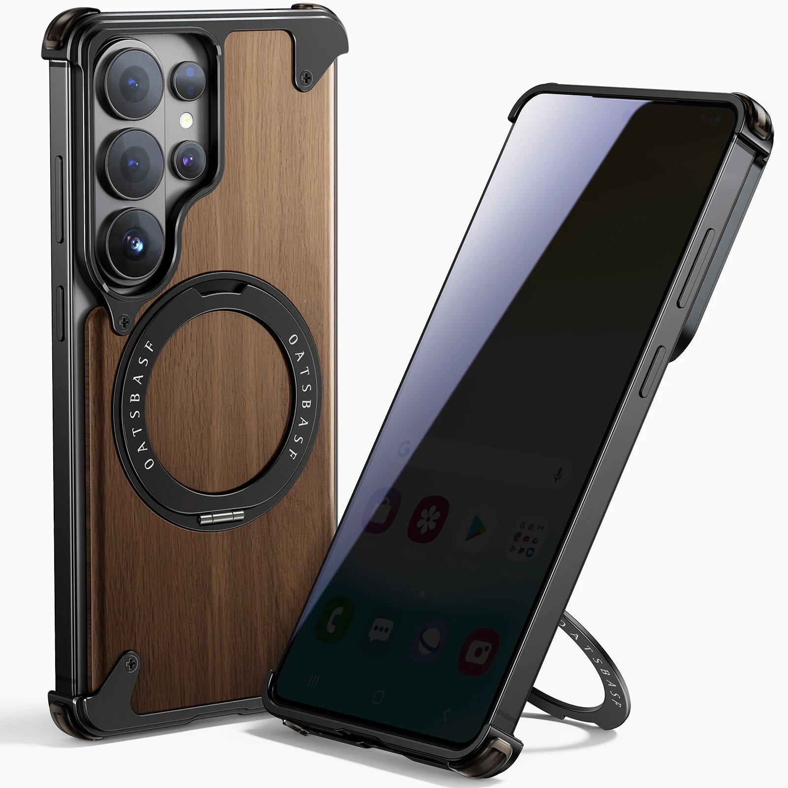 Черный чехол-подставка Oatsbasf для Samsung Galaxy S26 Ultra