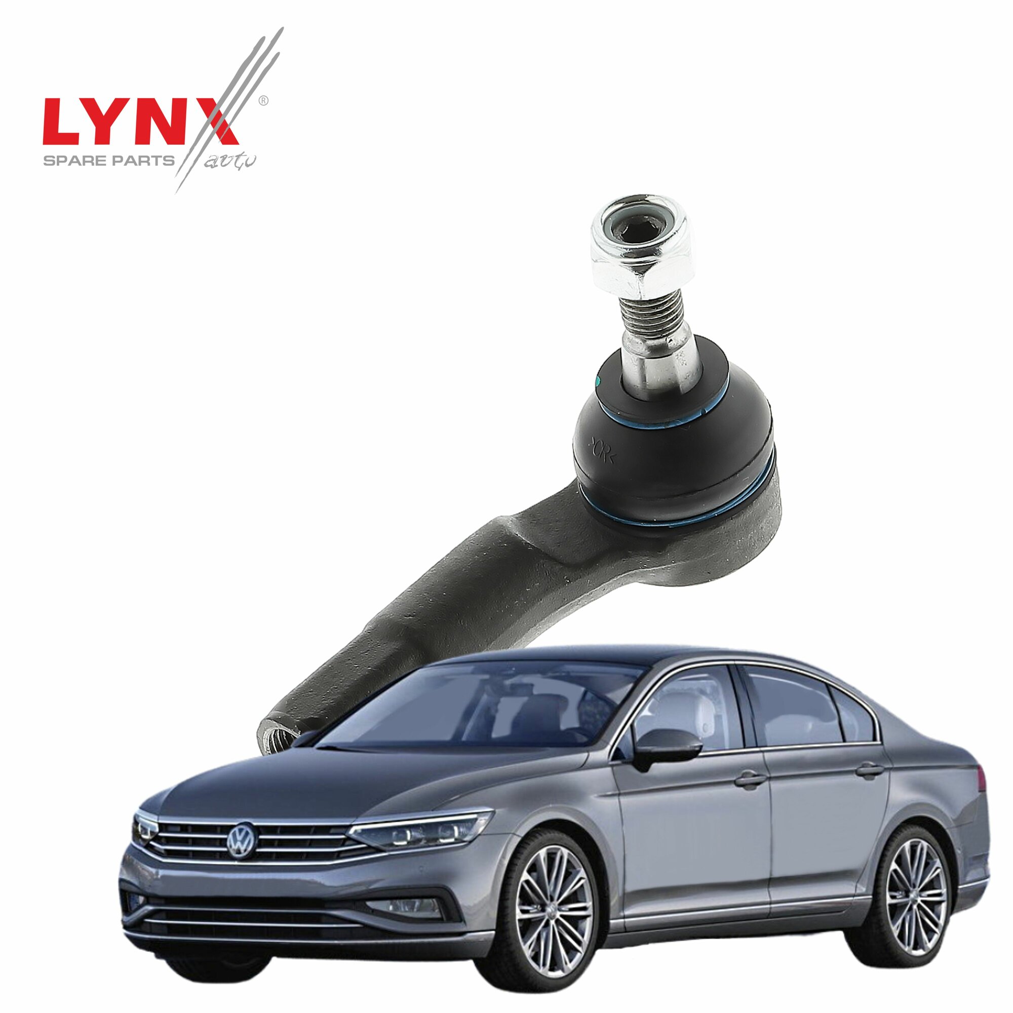 Наконечник рулевой Volkswagen Passat B8 (8) / Фольксваген Пассат 2014 2015 2016 2017 2018 2019 2020 2021 2022 / левый, 1шт, LYNXauto