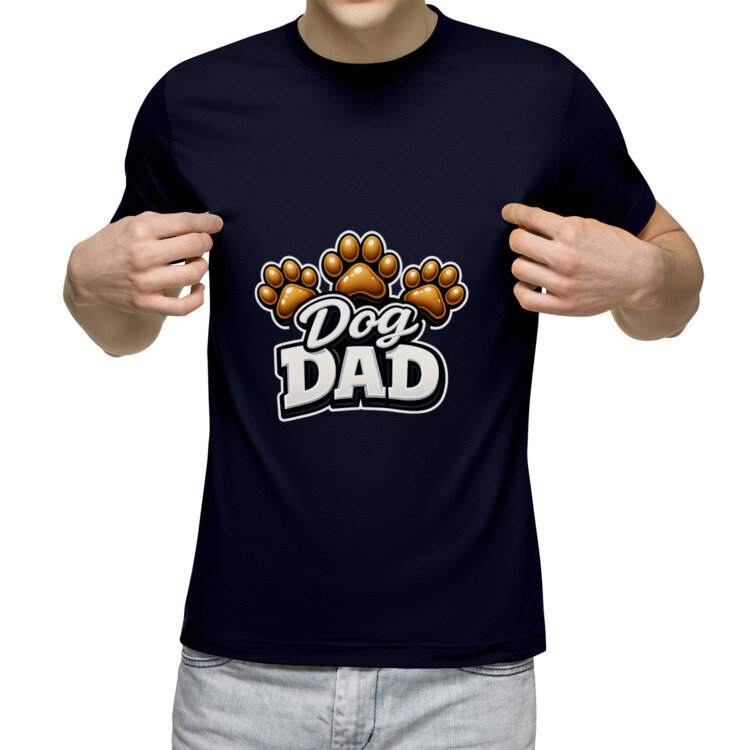 Мужская футболка «Dog Dad с лапами / Dog Dad Paw Prints Design» (темно-синий, S)