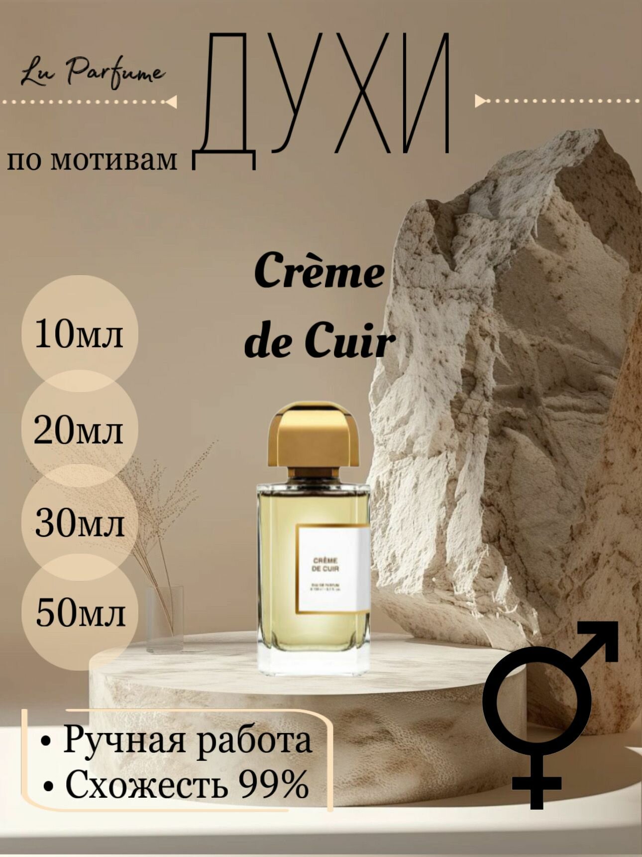Духи ручной работы по мотивам 'Creme de Cuir', для мужчин и женщин