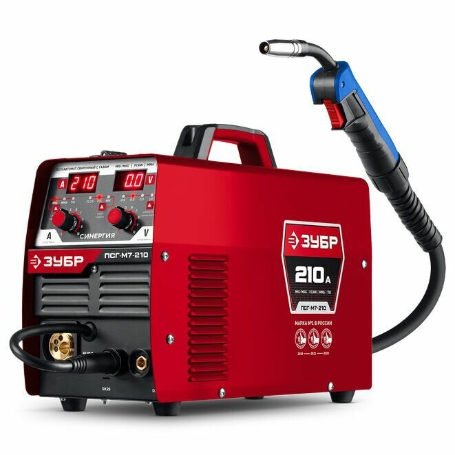 ЗУБР синегерия, MIG / MAG, FCAW, MMA, TIG, 210 А, полуавтомат сварочный, с газом / без газа, горелка ПСГ-220 (ПСГ-М7-210)