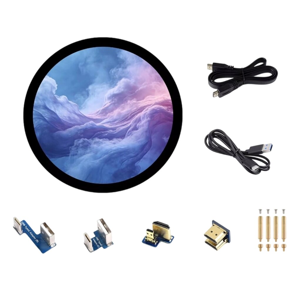 7-Дюймовая Круглая IPS-Панель Дисплея С Кабелем-Адаптером HDTV Разрешением 1080х1080