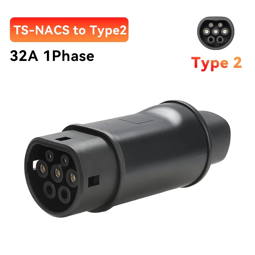 Адаптер IPENGEN TS-NACS на Type2 для электромобилей, 32А 7кВт, для зарядки Tesla, конвертер для автомобилей стандарта Type 2 (ЕС)