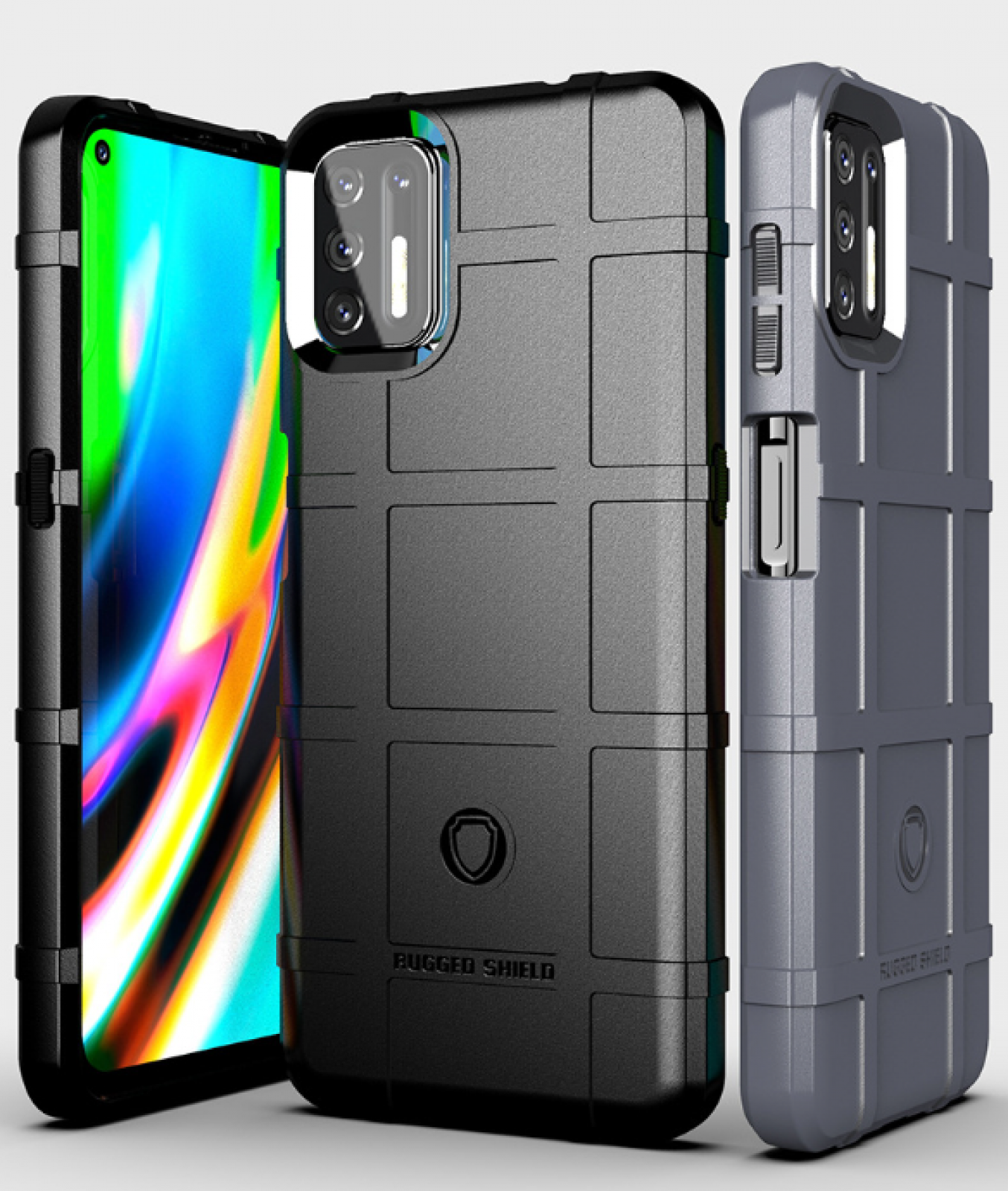 Противоударный усиленный чехол-бампер MyPads Heavy для Motorola Moto G9 Plus черный