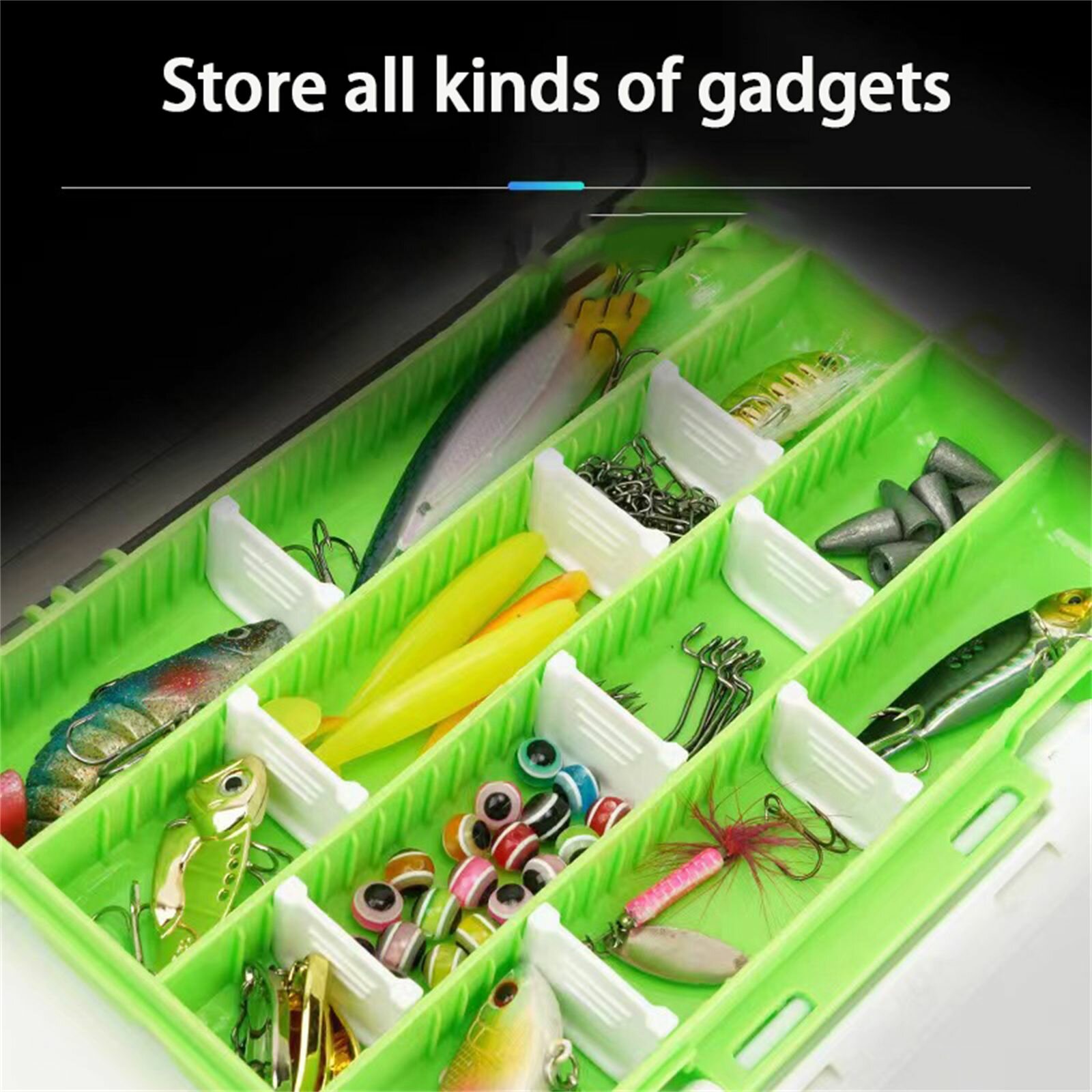 Коробка для хранения воблеров со съемными перегородками для крючков и приманок