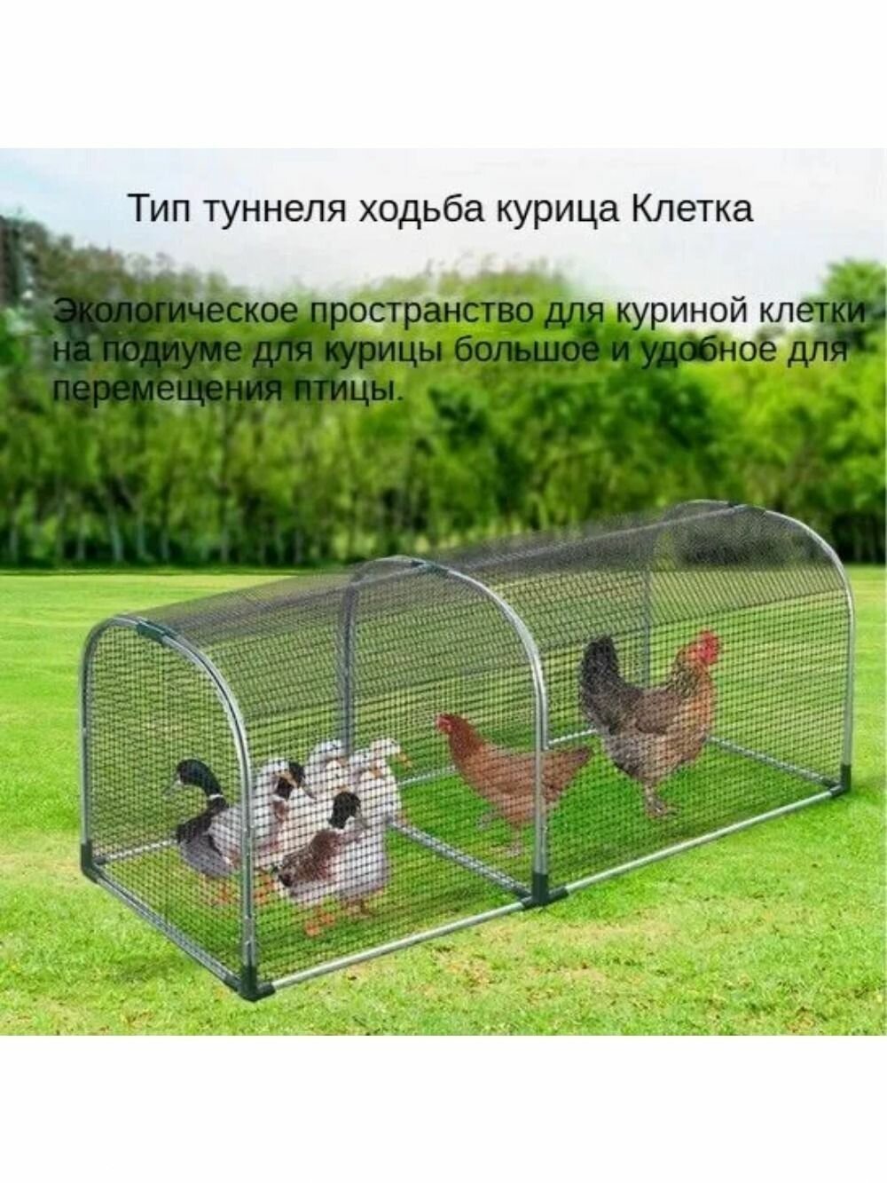 Складная клетка для кур, переносная металлическая, простая в установке, с дверцей, 100*60*60 см, один комплект