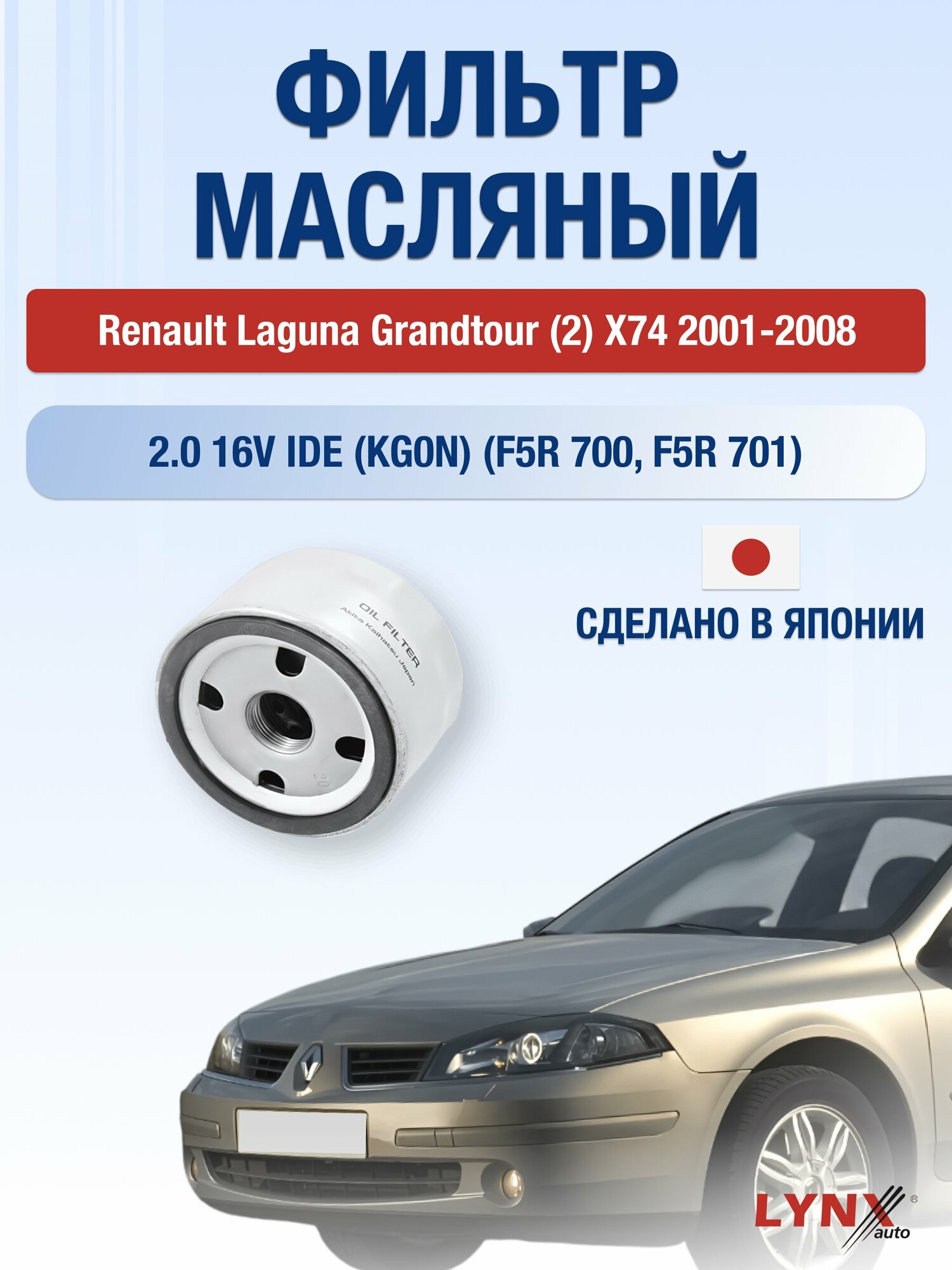 Масляный фильтр на Renault Laguna Grandtour (2) X74 / 2001-2008г./ Двигатель 2.0 (F4R 780) (LС-1400). Рено / LYNXauto
