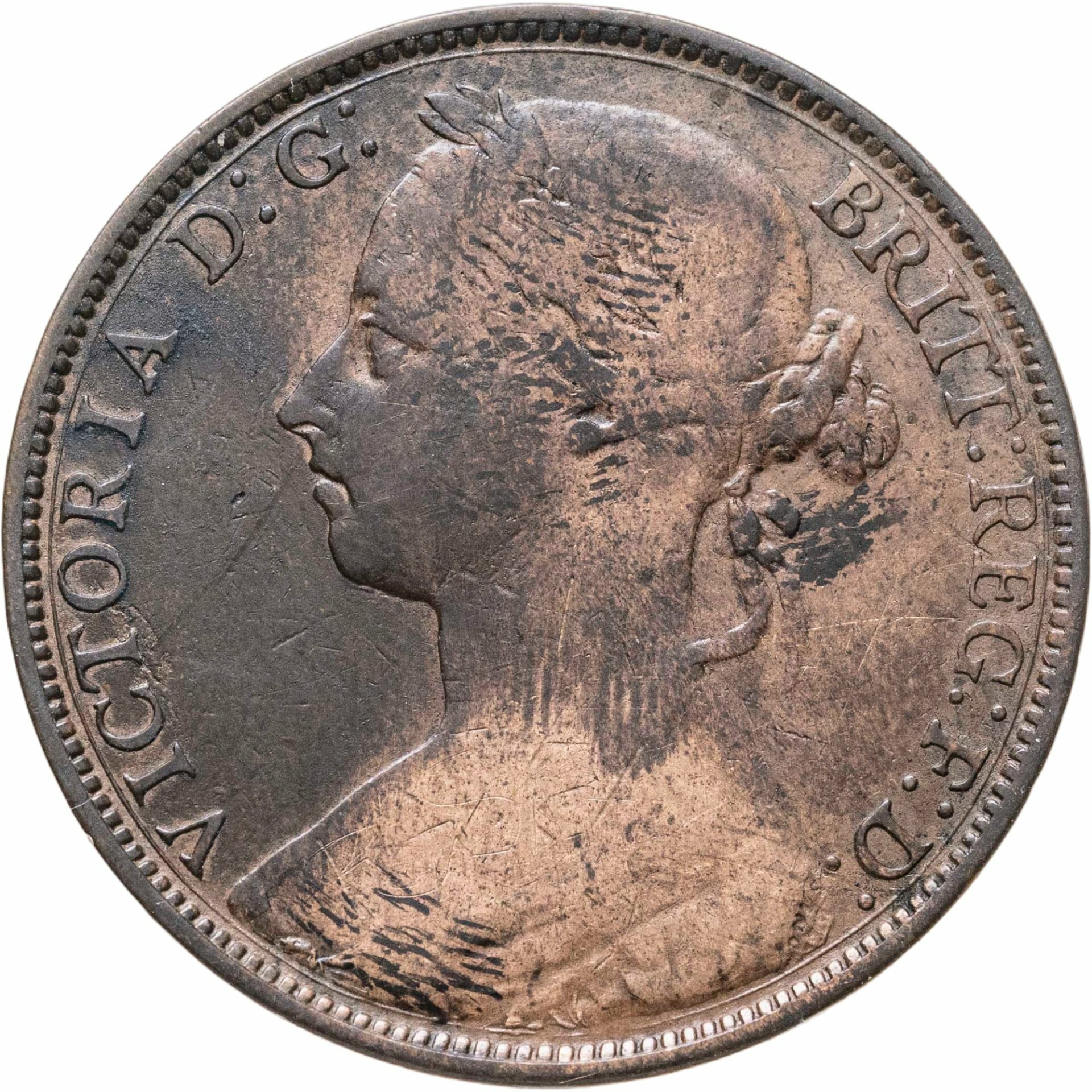 Великобритания 1 пенни penny 1885, Бронза, в сохранности VF