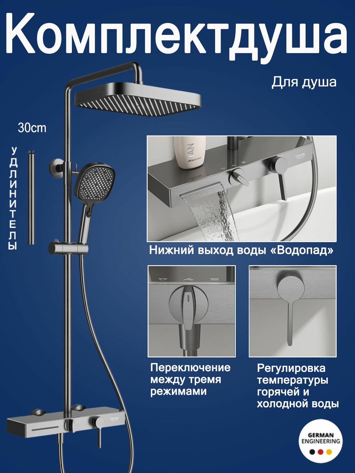 GROHE Душевой комплект серый