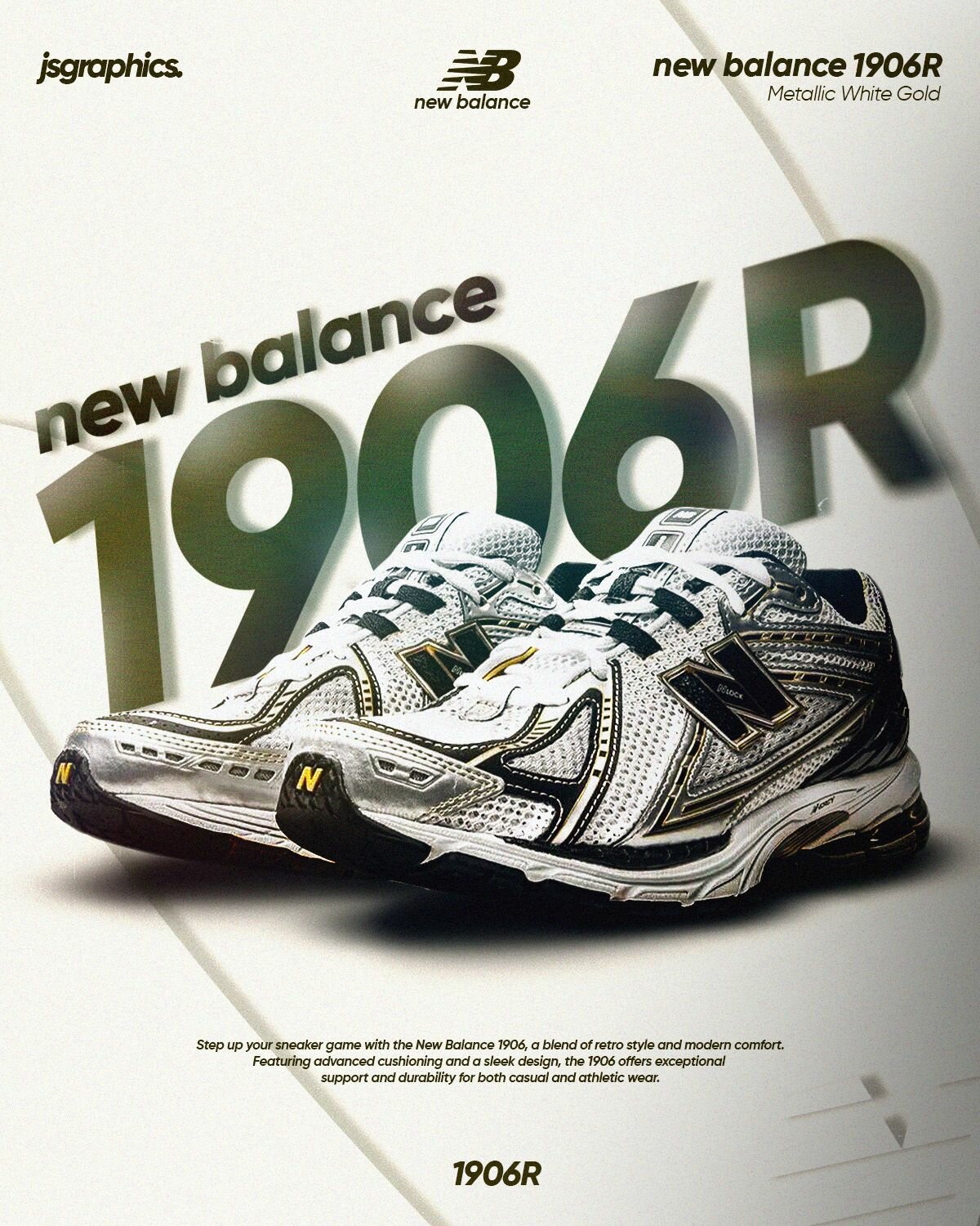 Кроссовки 1906r "White Metallic Gold"