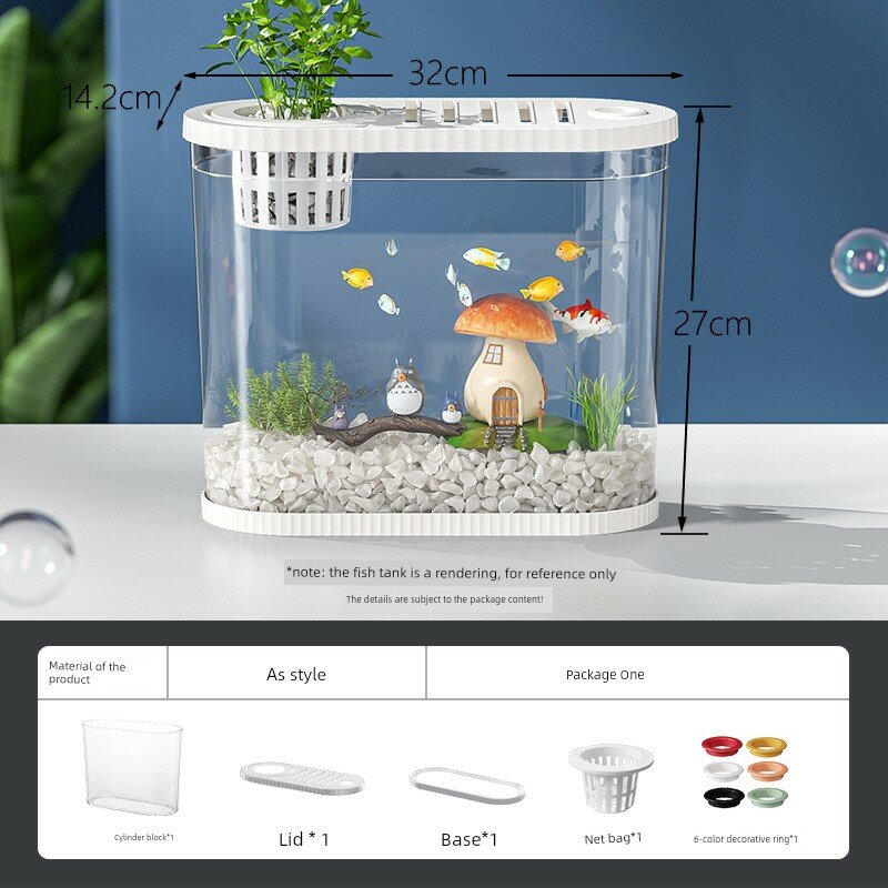 Компактный настольный аквариум с фильтром и кислородной системой, высокая модель, белый цвет, базовый комплект (10-20 л)