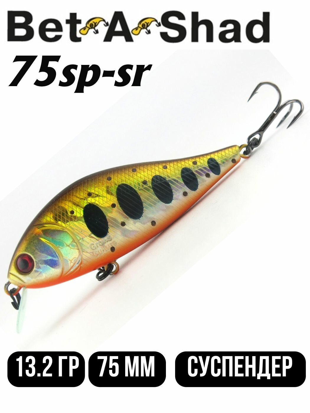 Bet-A-Shad 75SP SR воблеров для рыбалки, приманка на щуку, воблер на судака