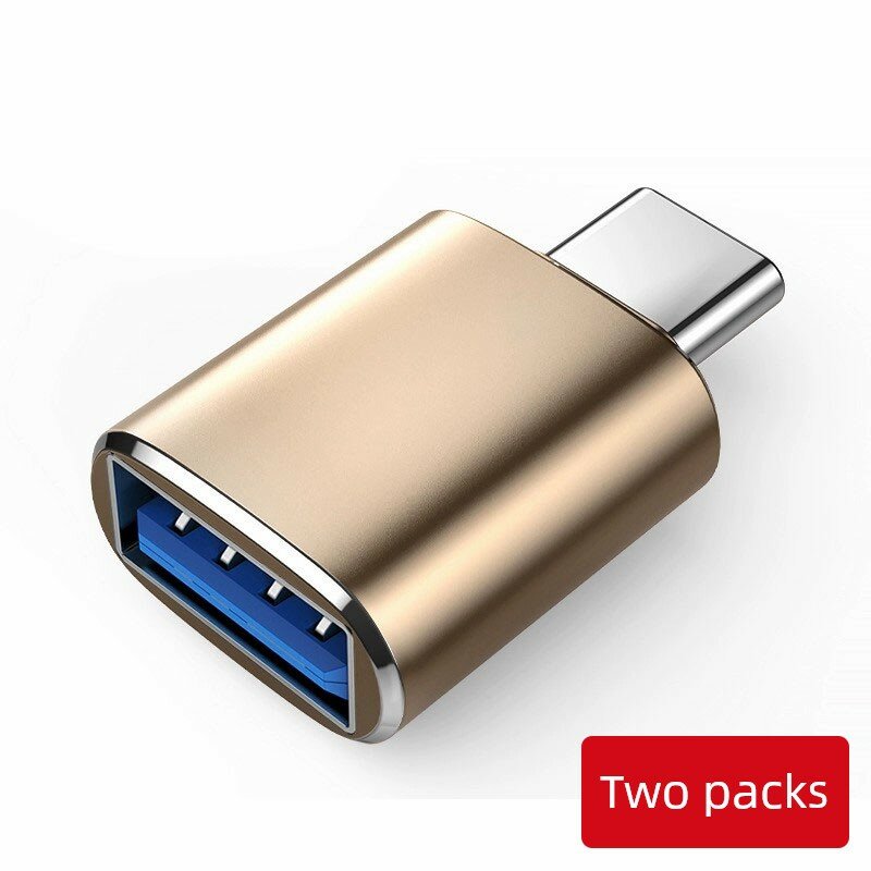 Набор из 2 шт. адаптеров OTG USB к Type-C золотой цвет для телефонов компьютеров быстрая зарядка PD подключение