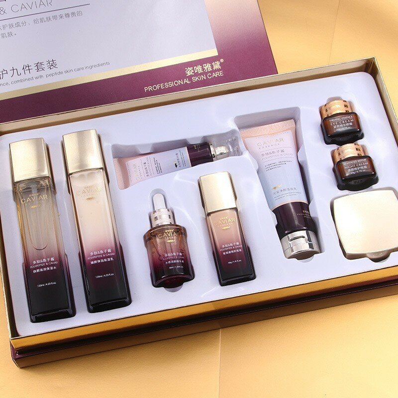 Набор продуктов для ухода за кожей Peptide Caviar Firming Anti-Mrinkle Hydrating Water Milk Высококачественный салон красоты Подлинная косметика Полный набор