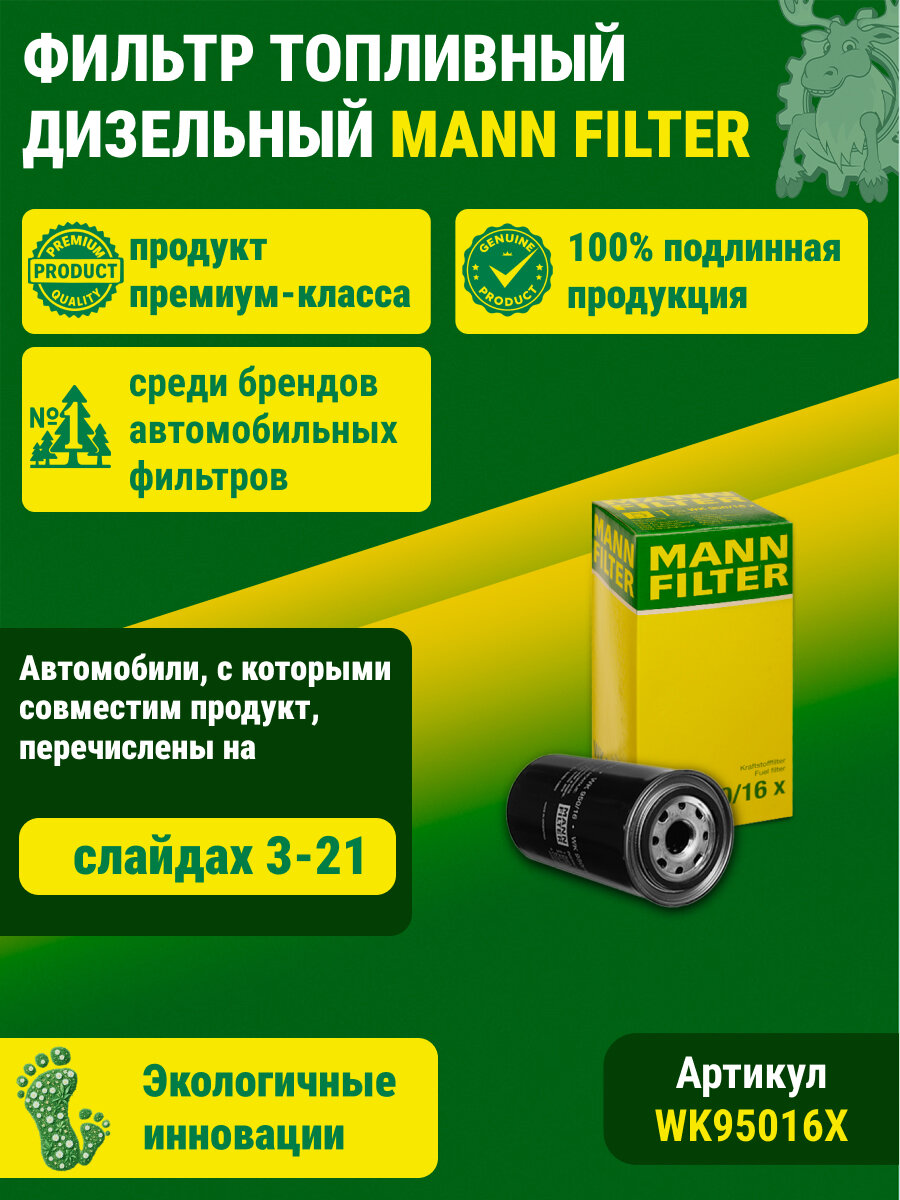 Фильтр топливный дизельный MANN FILTER (WK95016X)