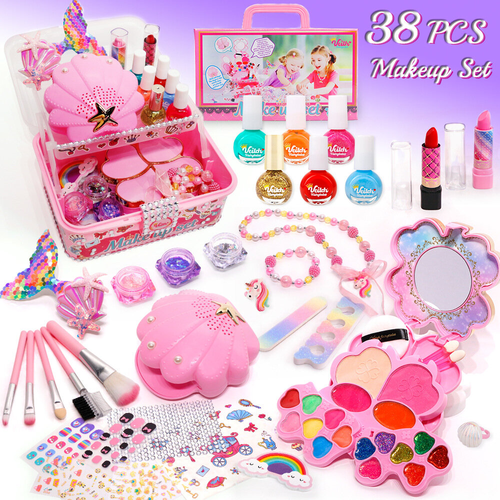 Разнообразие детских наборов для маникюра и макияжа, имитация детской косметики, игрушки для создания маникюра своими руками и ролевых игр.