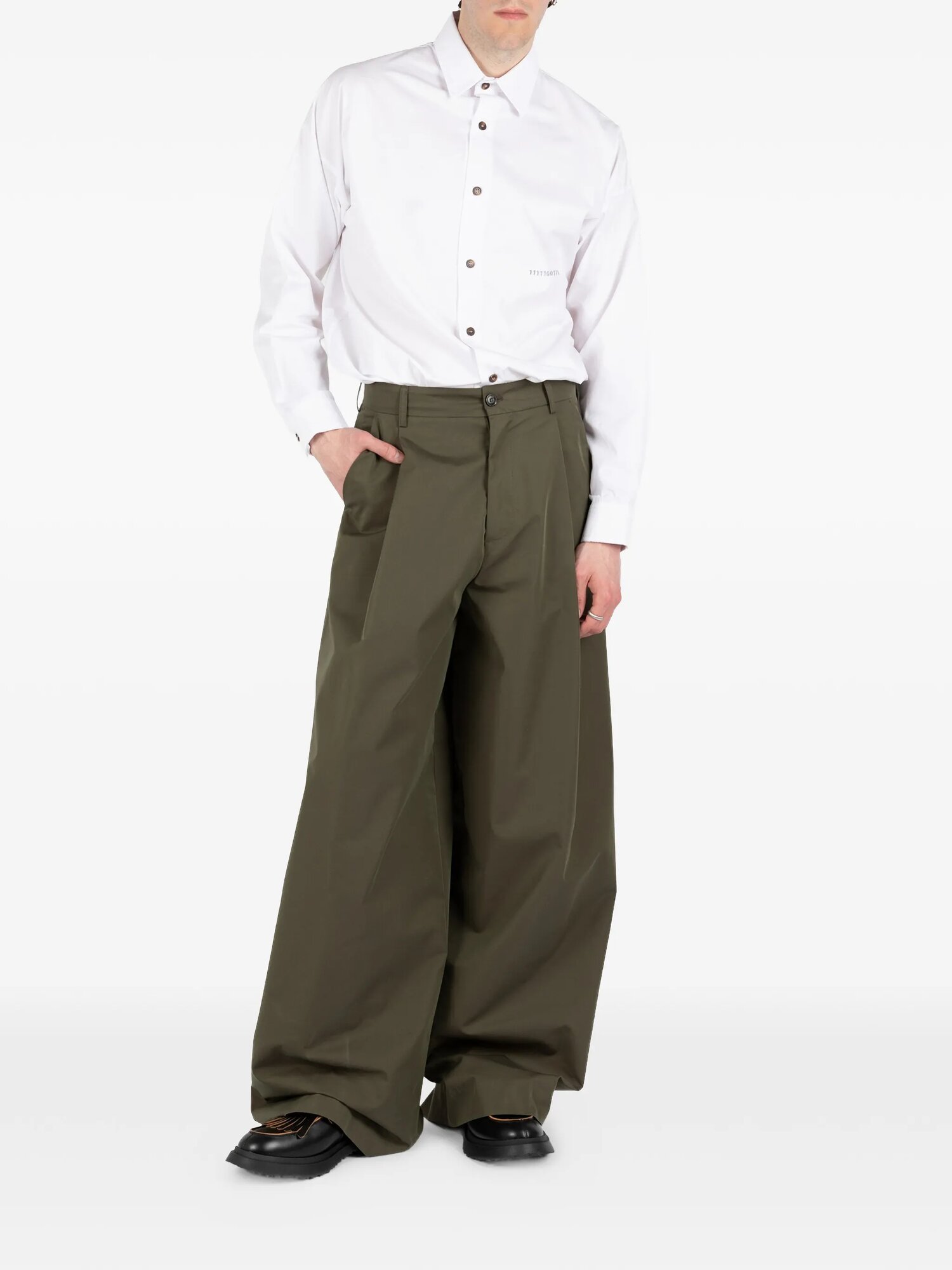 Рубашка Societe Anonyme Buttoned oversized shirt, размер M-L, бежевый/белый — фото 1