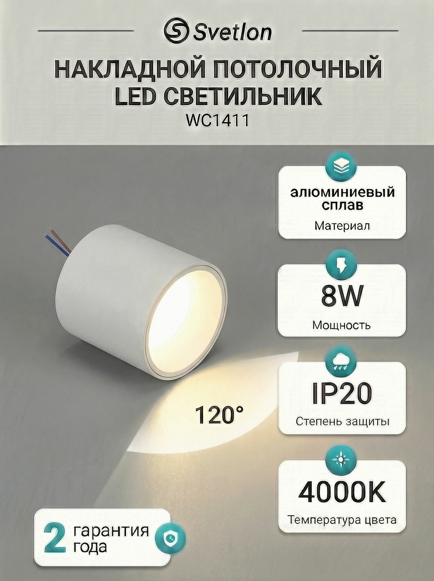Накладной потолочный светодиодный светильник WC1411 8W
