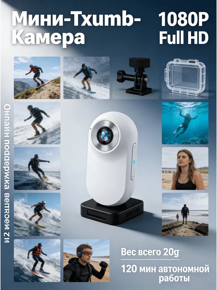 Водонепроницаемая Экшн камера 4К с креплением go pro