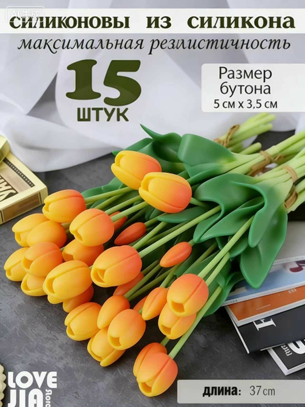 Искусственные цветы,15шт