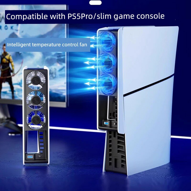 Охлаждающий вентилятор для PS5 Pro/SLIM с контролем температуры, черный цвет, модель L960, улучшенная теплоотдача