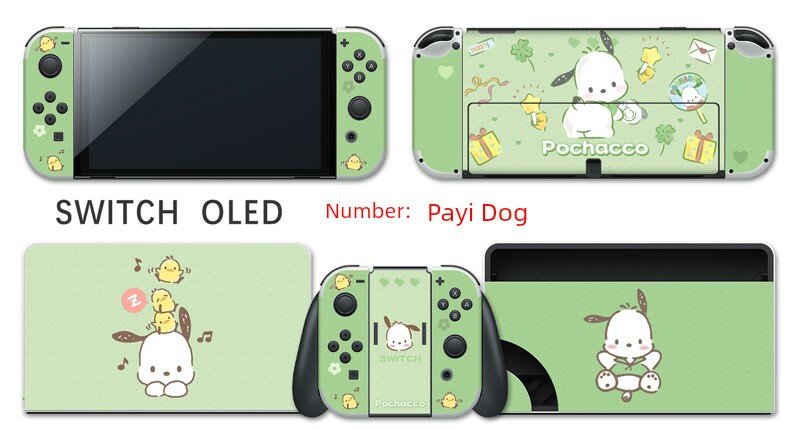 Новая наклейка Pochacco для Nintendo Switch OLED - милый животный дизайн с пленкой