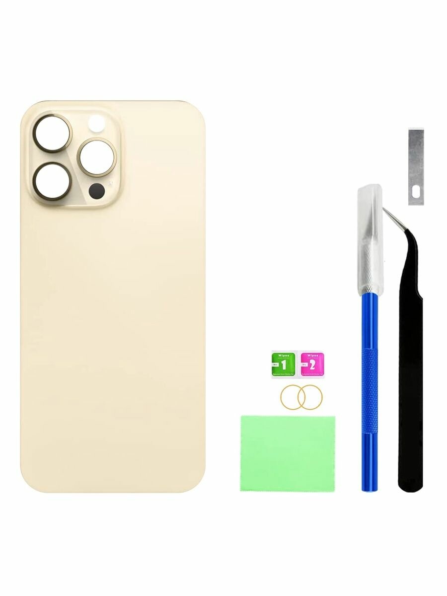 Заднее стекло для iPhone 12 Pro Max 6.7, замена задней крышки, комплект инструментов для ремонта- Золотой