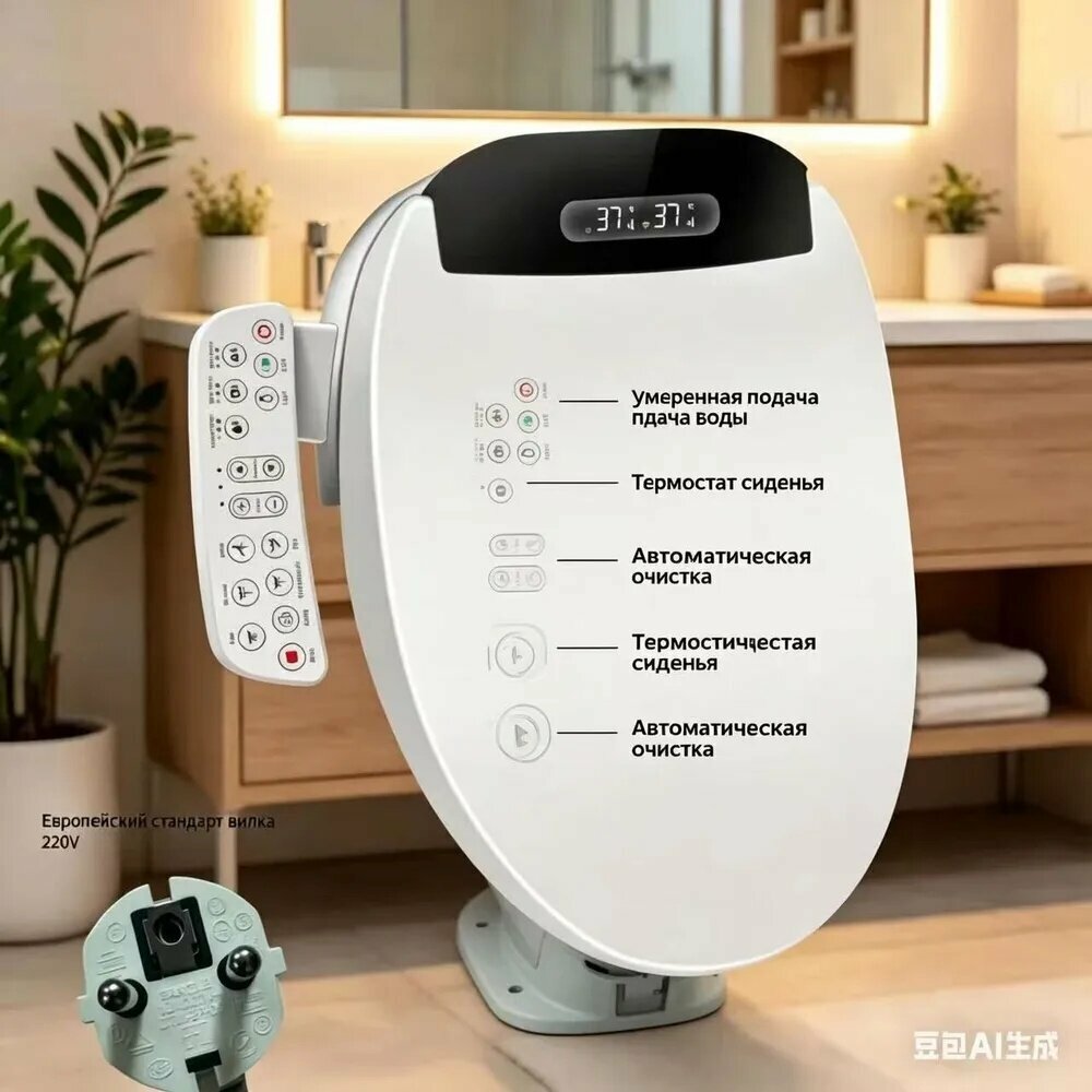 Сиденье унитаз интеллектуальное с подогревом, remote control, антибактериальное, универсальное для дома