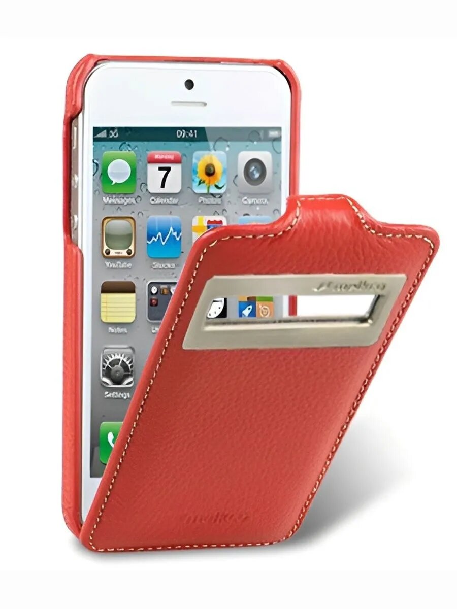 Кожаный чехол с окошком Melkco для Apple iPhone 5/5S / iPhone SE - Jacka ID Type - красный