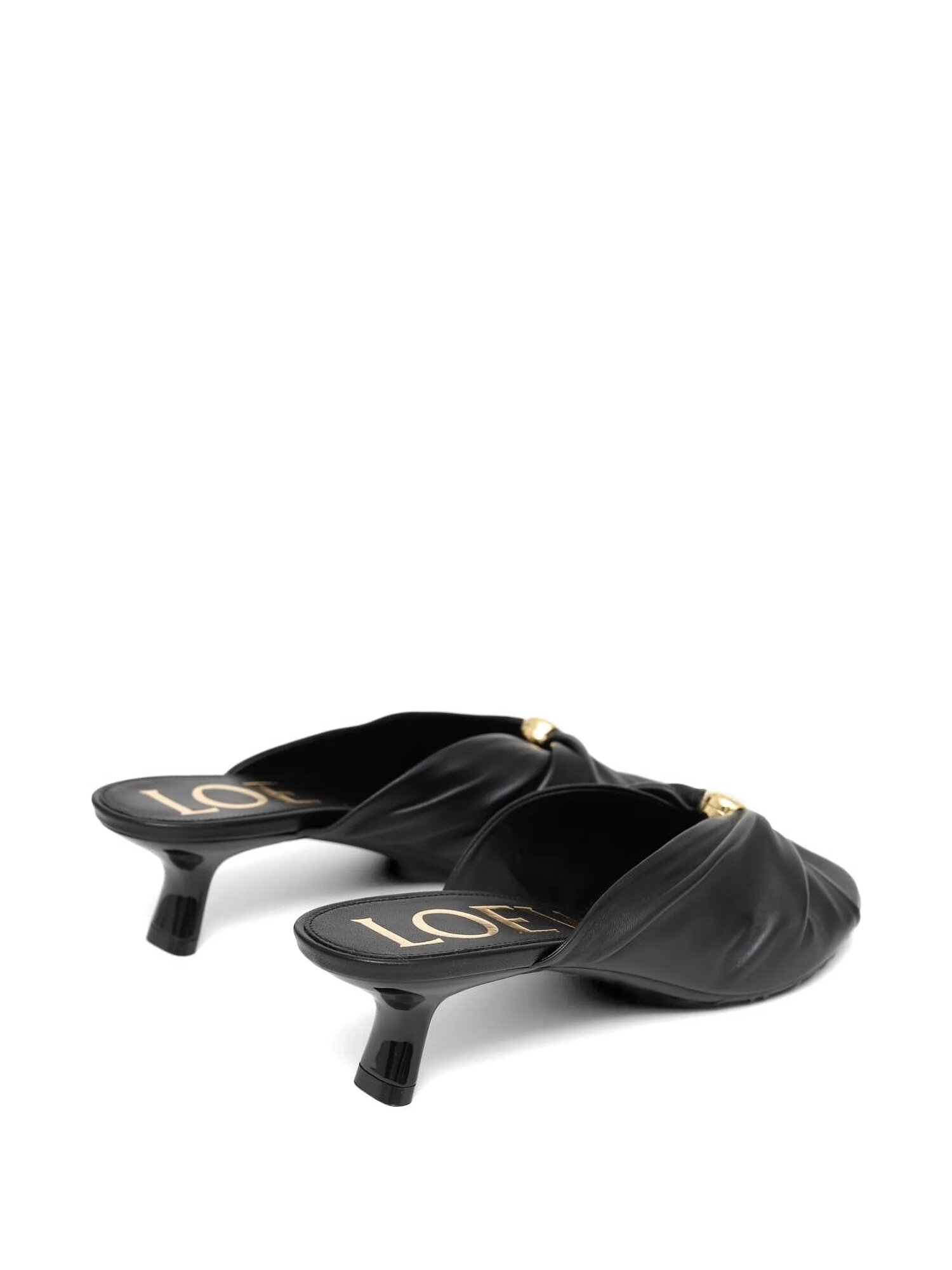 Босоножки Loewe Leather heeled sandals, размер 39, black/black — фото 1
