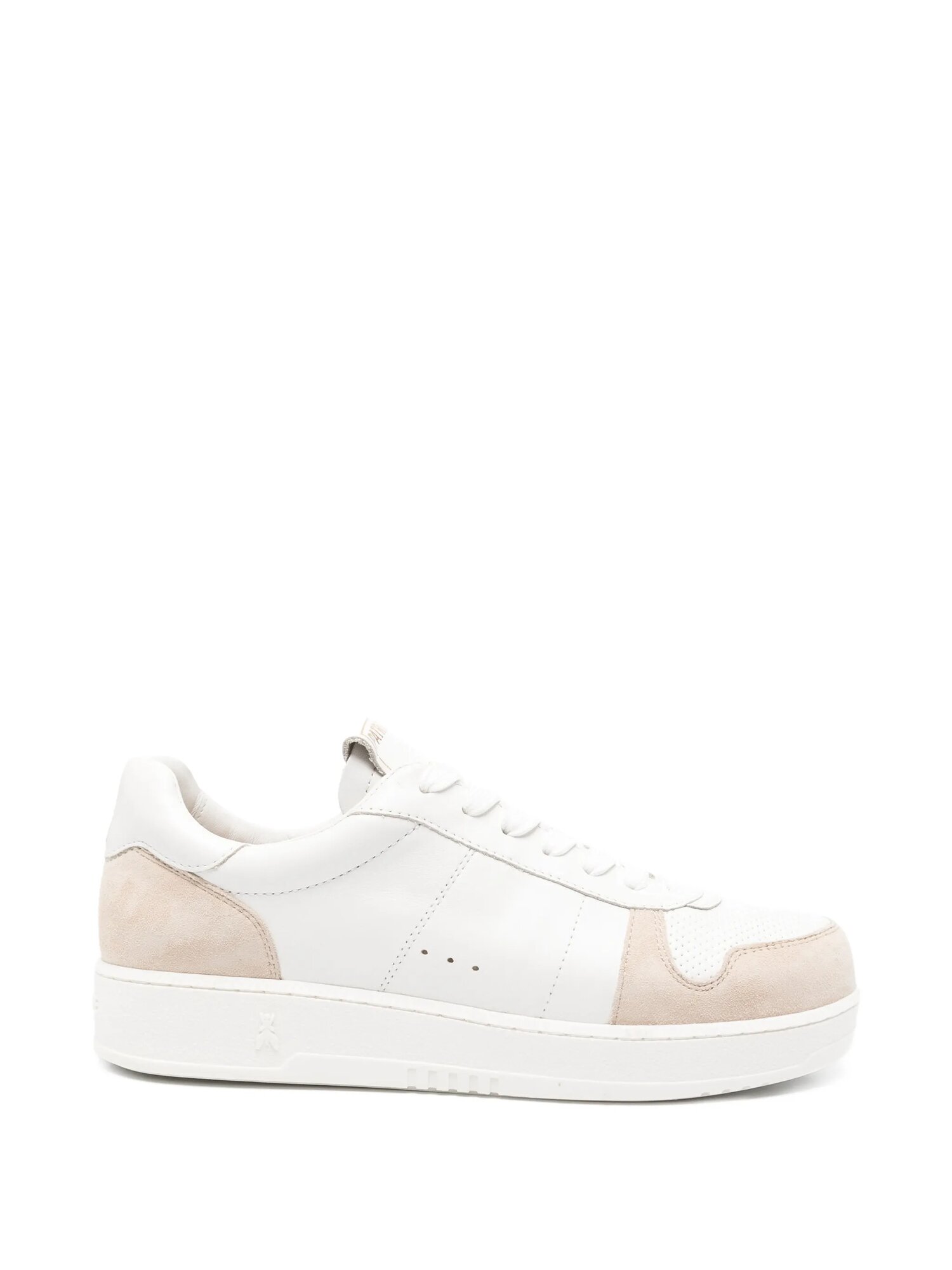 Кроссовки PATRIZIA PEPE Suede-panelled leather sneakers, размер 36 EU, бежевый/белый