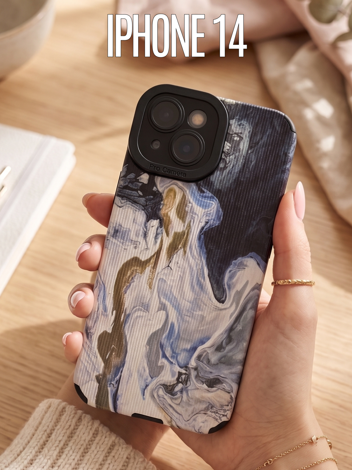 Защитный чехол на айфон 14 / iphone 14 силиконовый противоударный с защитой камеры, черный/бежевый