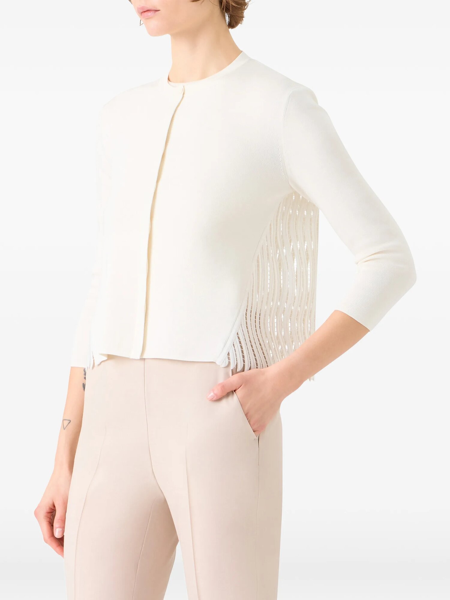 Кардиган Akris Wave Guipure cardigan, размер 8, white — фото 1